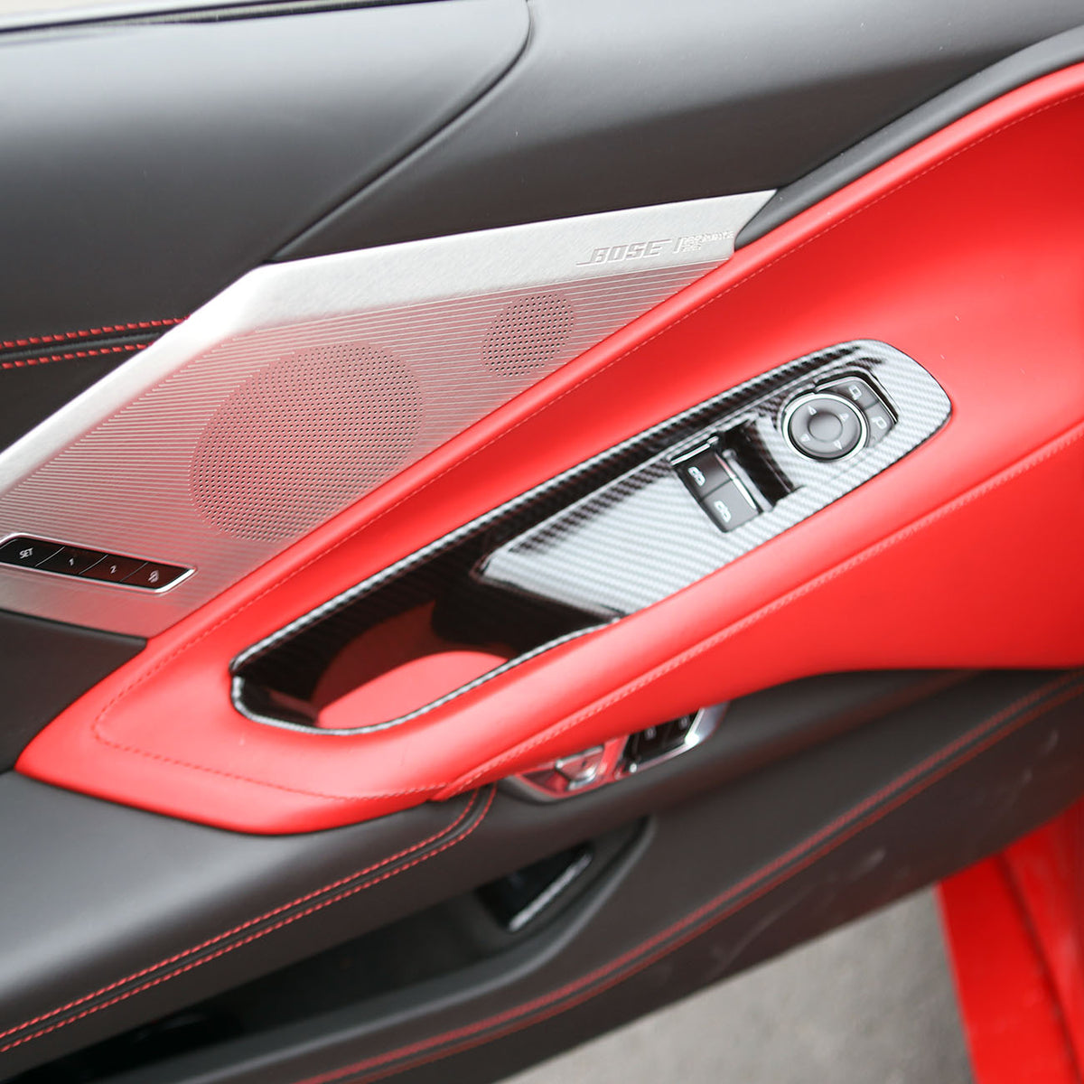 Carbon Fiber Window Lift Switch Panel Cover Trim Chevrolet Corvette C8 ...